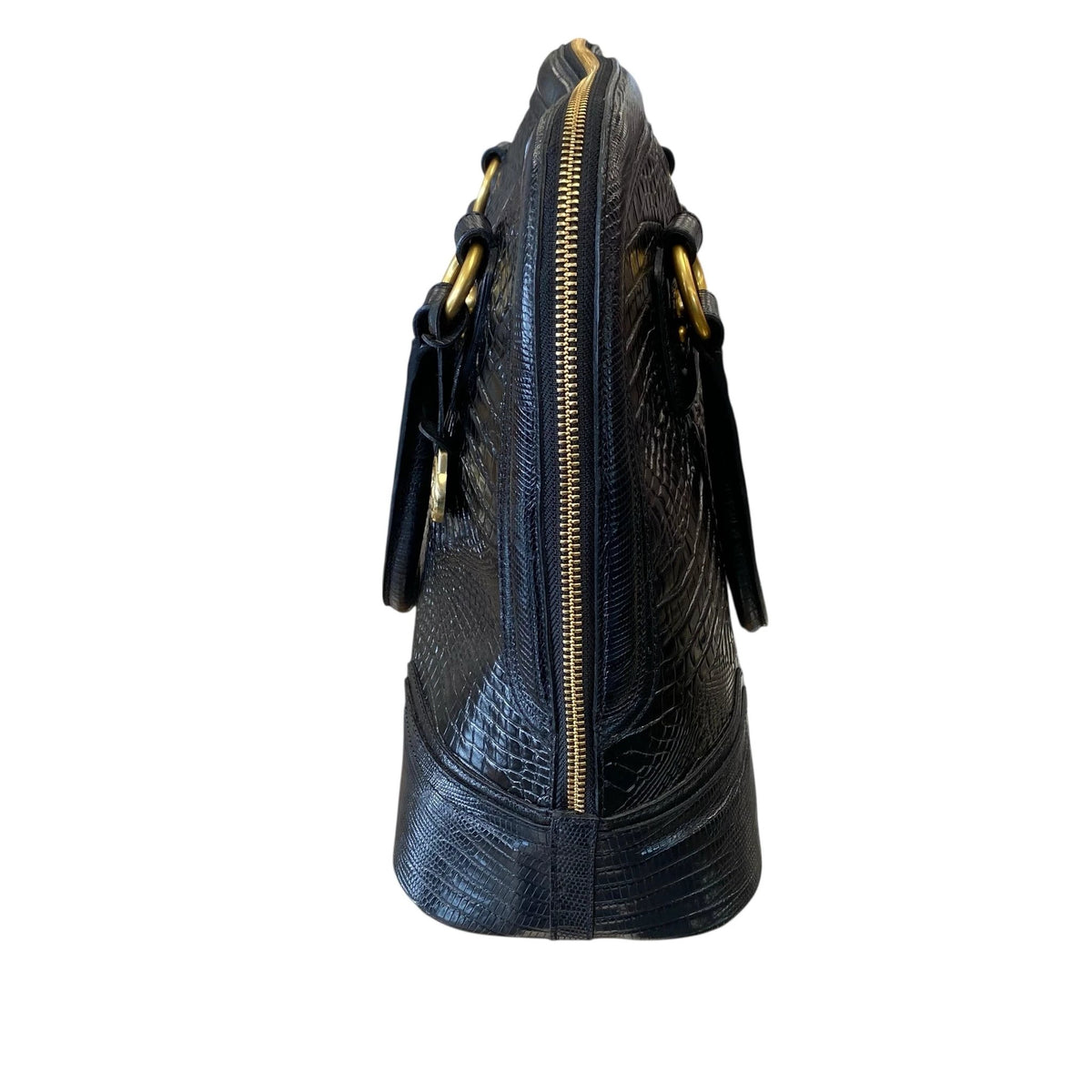Brahmin Black Croc Emb Leather Satchel – New Digz Consignment